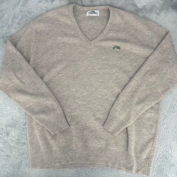 Garan | Sweaters | Vintage Garan Mens V Neck Sweater Beige Long Sleeve ...